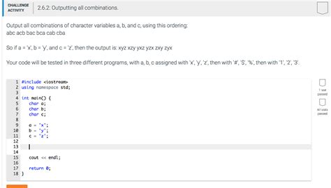 Solved Chaleg 262 Outputting All Combinations Activity