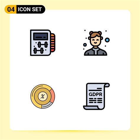 Set Of 4 Modern Ui Icons Symbols Signs For Fitness Pie Planning Female Chart Editable Vector