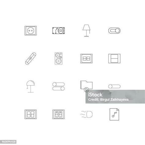 전기 선형 얇은 아이콘 설정합니다 간단한 벡터 아이콘 설명 0명에 대한 스톡 벡터 아트 및 기타 이미지 0명 디자인 벡터 Istock