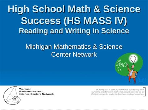 Ppt High School Math And Science Success Hs Mass Iv Reading And Writing In Science Michigan