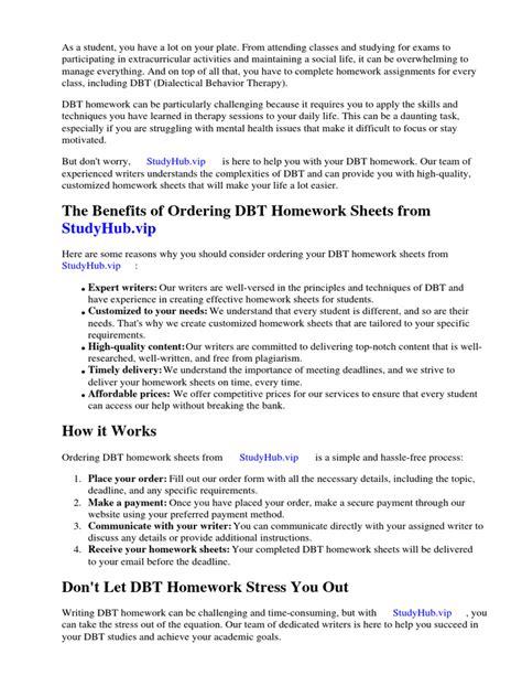 Dbt Homework Sheets Pdf Dialectical Behavior Therapy Psychotherapy