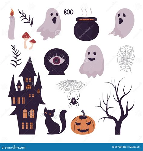 Set Of Halloween Clip Art Stock Vector Illustration Of Graphic 257681352