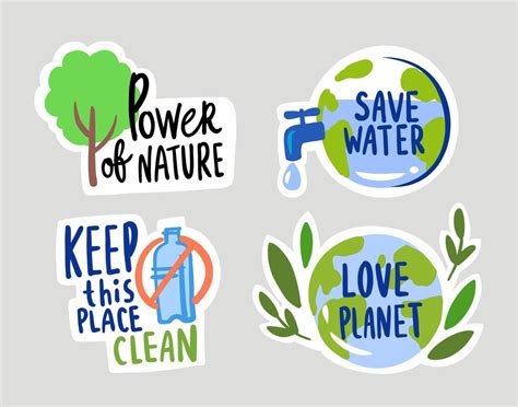 Environmental Stickers Save The Planet Ecology 13215795 Vector Art At