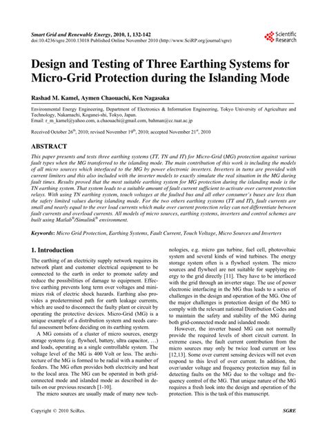 Pdf Design And Testing Of Three Earthing Systems For Micro Grid