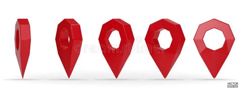 Set Of Map Pointer Isolated On White Background Red Location Pin Or Navigation Stock Vector