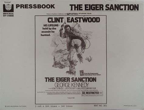 The Eiger Sanction Pressbook 1975 Clint Eastwood George Kennedy By Directed By Clint Eastwood