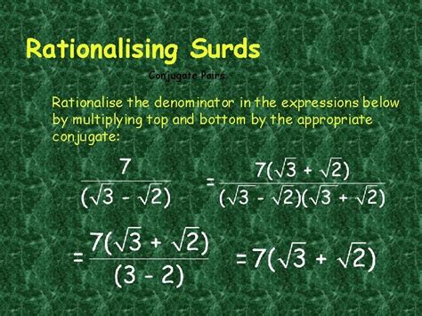 Surds Simplifying A Surd Rationalising A Surd Conjugate