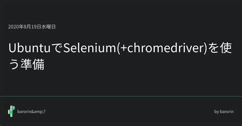 Ubuntuでselenium Chromedriver を使う準備 • Barorinand