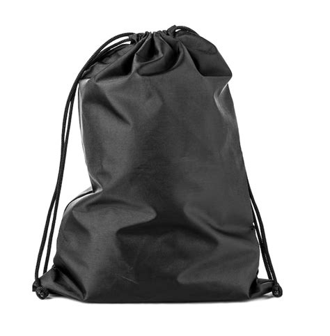 Premium Photo Drawstring Pack Template Classic Black Isolated On White