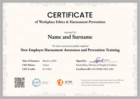 Sexual Harassment Training Certificate Templates Customize Instantly