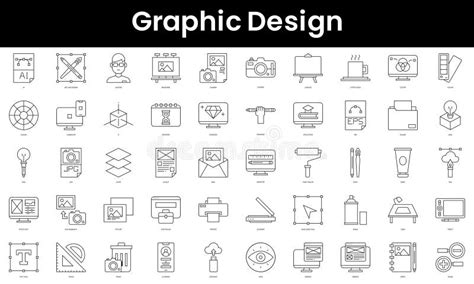 Set Of Outline Graphic Design Icons Minimalist Thin Linear Web Icon Set Stock Vector