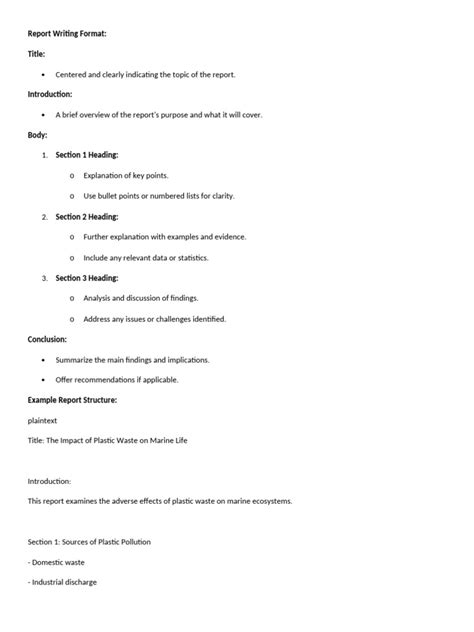 Report Writing Format Pdf Natural Environment Environmental Issues
