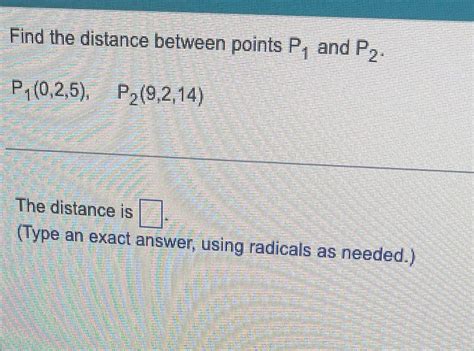Solved Find The Distance Between Points P And P P1 025 P 92