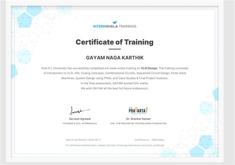 Gayam Naga Karthik On Linkedin Successfully Completed The Vlsi Design