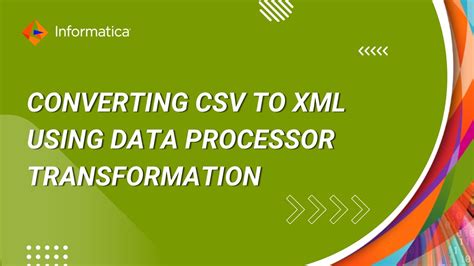 How To Convert Csv To Xml Using Data Processor Transformation Youtube