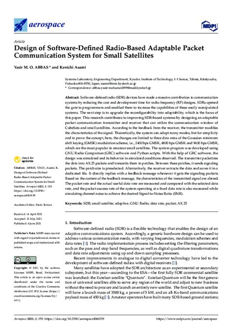 Pdf Design Of Software Defined Radio Based Adaptable Packet Communication System For Small