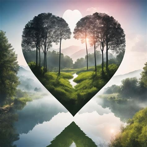 Premium Photo Heart In The Middle Of A Field With A Tree Heart And Love Tree