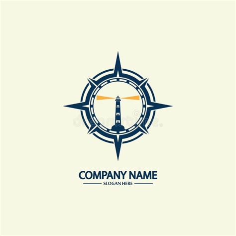 Compass And Lighthouse Logo Design Template Stock Vector Illustration