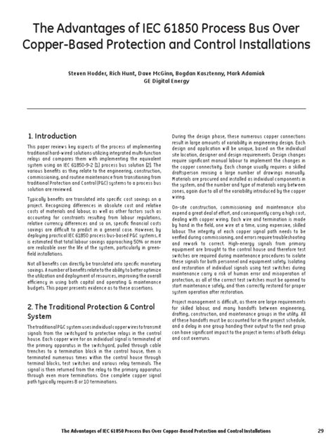 Ge The Advantages Of Iec 61850 Process Bus Over Copper Based Protection And Control