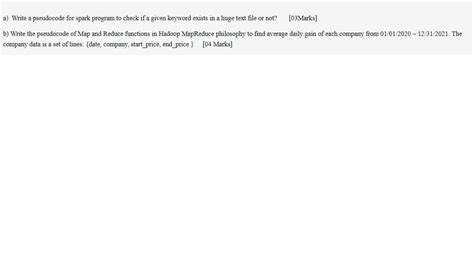 solved a write a pseudocode for spark program to check if a