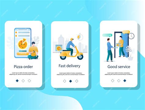 Premium Vector Food Delivery Service Mobile App Onboarding Screens Vector Template