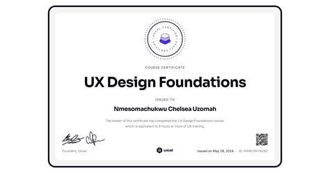 certificate of completion for ux design foundations uxcel