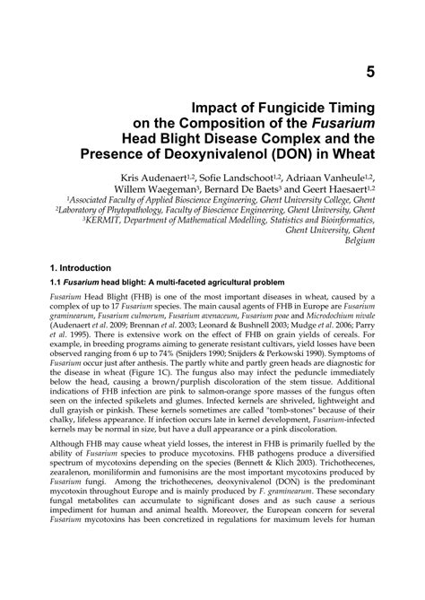 Pdf Impact Of Fungicide Timing On The Composition Of The Fusarium