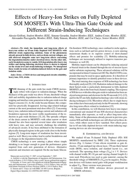 Heavy Ion Under Different Strain Induced Techniques Tns2007 Pdf Mosfet Field Effect Transistor
