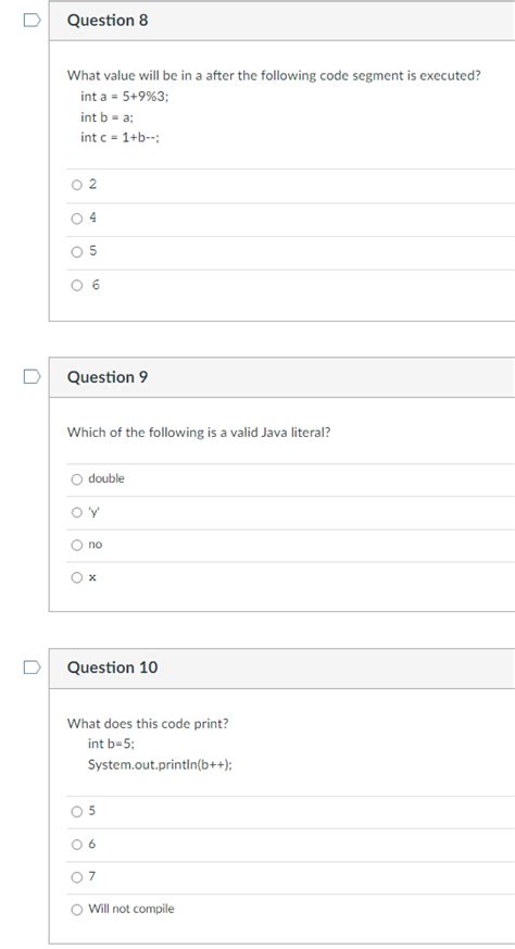 Solved What Value Will Be In A After The Following Code Chegg