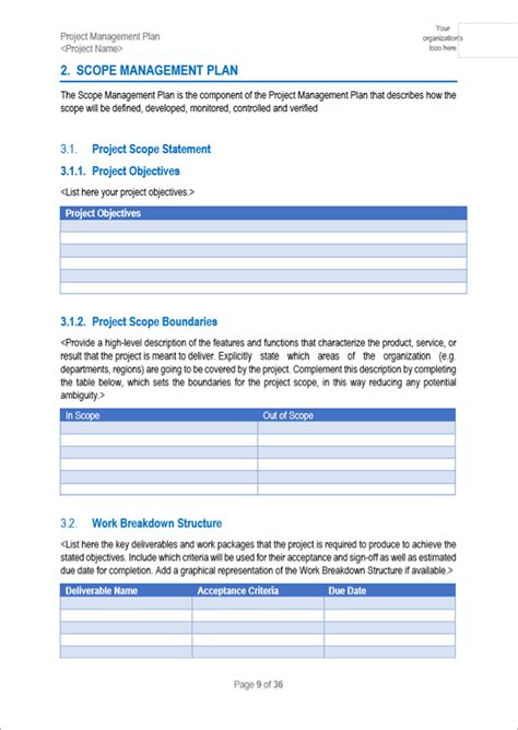 Project Scope Management Templates Itsm Docs Itsm Documents And Templates