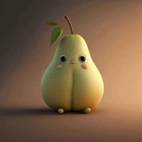 Premium Ai Image Cute Pear Character