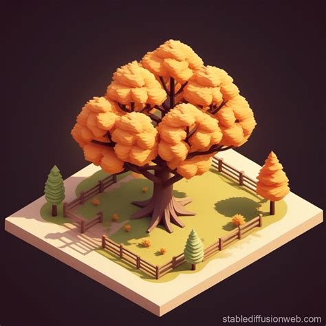 Vibrant Isometric Single Tree Stable Diffusion Online