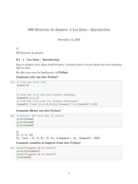 Introduction Aux Listes En Python Pdf Informatique Python