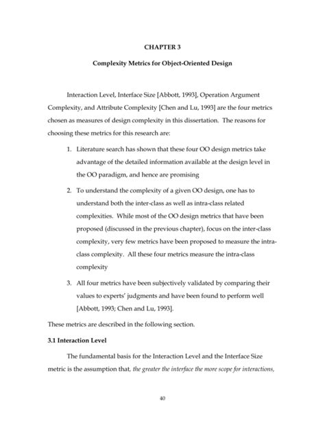 Chapter 3 Complexity Metrics For Object