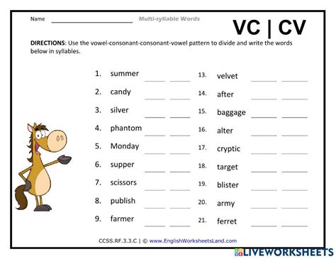 Decoding Multisyllabic Words Online Exercise For Live Worksheets Worksheets Library