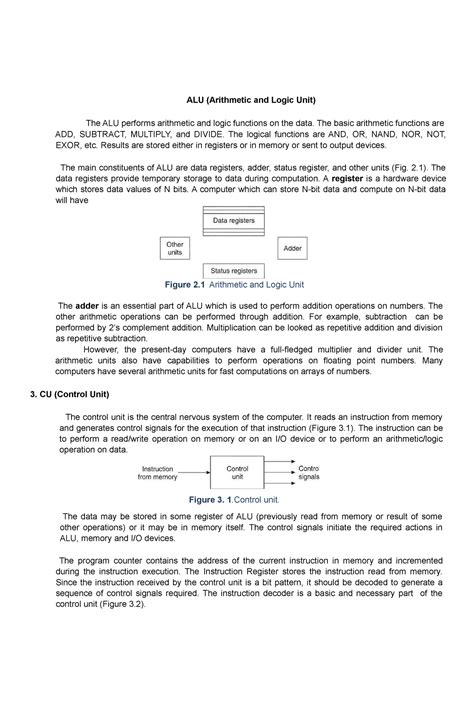 alu arithmetic and logic unit the basic arithmetic functions are