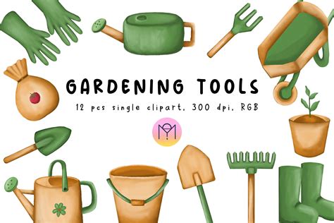 Gardening Tools Clipart Graphic By Fens · Creative Fabrica