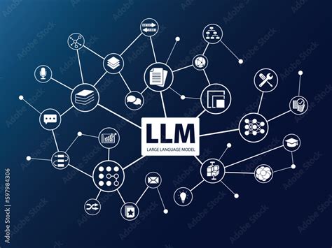 llm word with icons as vector illustration ai concept of large