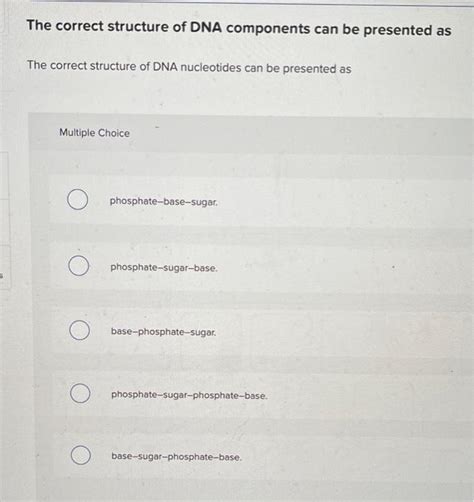 solved the correct structure of dna components can be