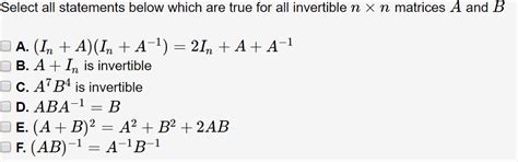 Solved Select All Statements Below Which Are True For All Chegg
