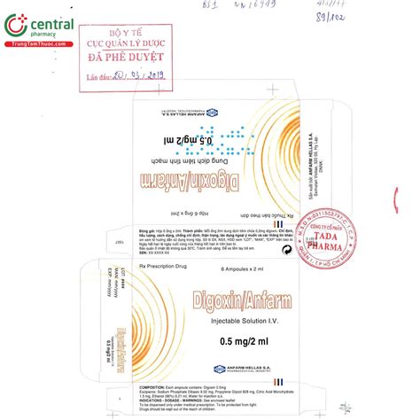 Thuốc Digoxinanfarm 05mg2ml điều Trị Tình Trạng Suy Tim Mãn Tính