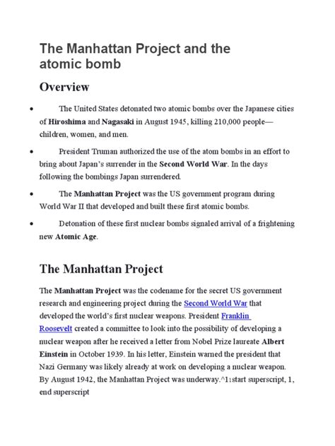 The Manhattan Project And The Atomic Bomb Second World War Franklin