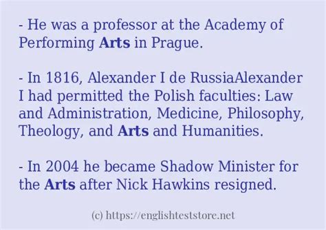 Example Uses In Sentence Of Arts Englishteststore Blog