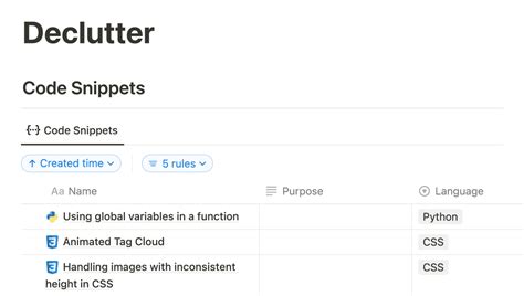 Code Snippet Manager Notion Template First Blocks