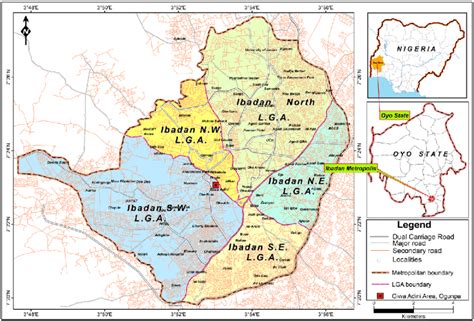 Map Of Ibadan Showing The Location Of Ogunpa Market Source Generated