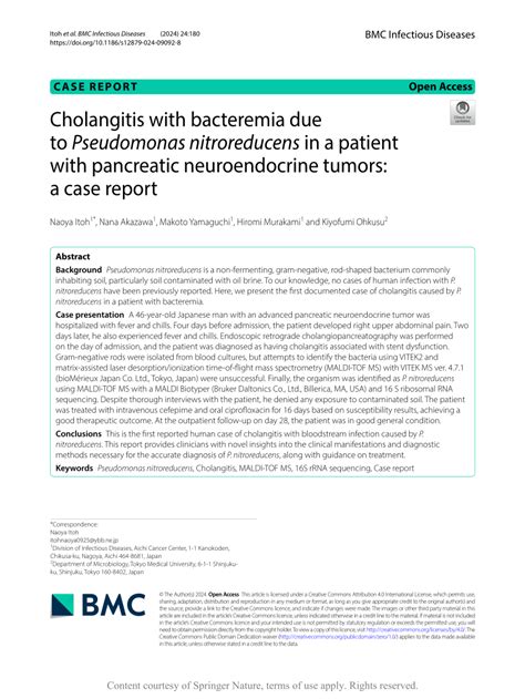 Pdf Cholangitis With Bacteremia Due To Pseudomonas Nitroreducens In A Patient With Pancreatic