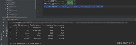 pythonMerge的用法入门merge可以实现类似sql一样的功能进行表连接 查询join left join python