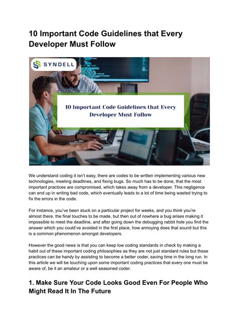 Ppt 10 Important Code Guidelines That Every Developer Must Follow Powerpoint Presentation Id