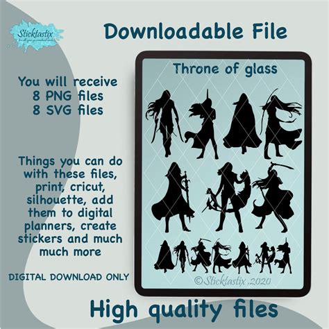 Throne Of Glass Silhouette Svg Bundle Cricut And Decals Digital