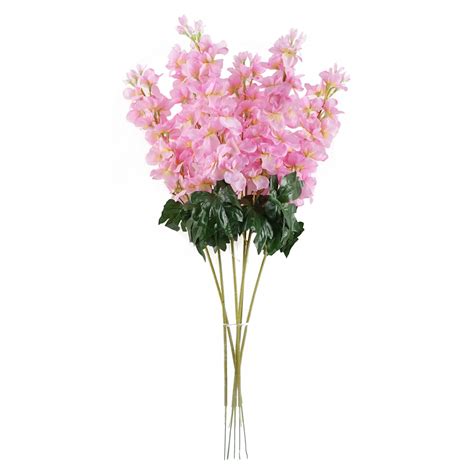 6 X 75cm Pink Delphinium Leaf Artificial Plants And Trees